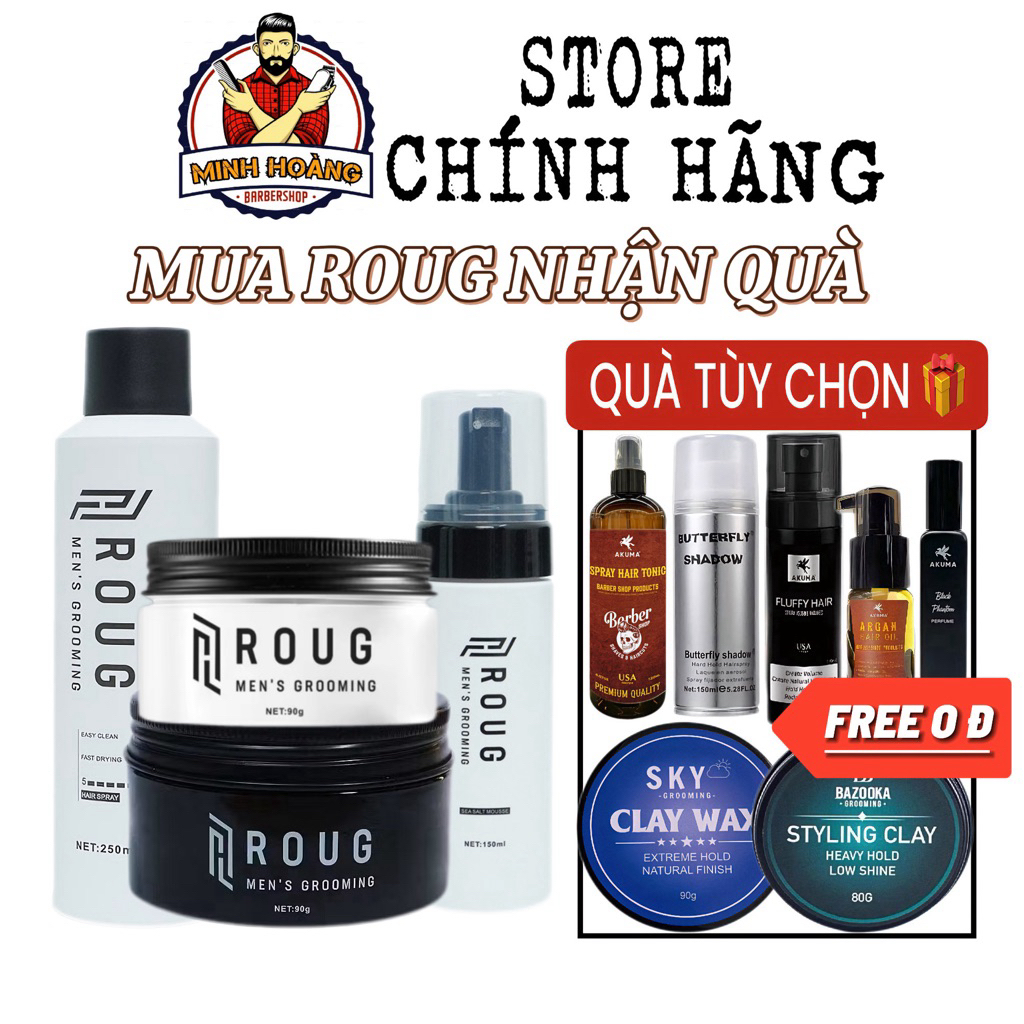 Sáp vuốt tóc Roug Matt Clay,Matte Clay, Roug trắng, Roug đen, Gôm xịt ...