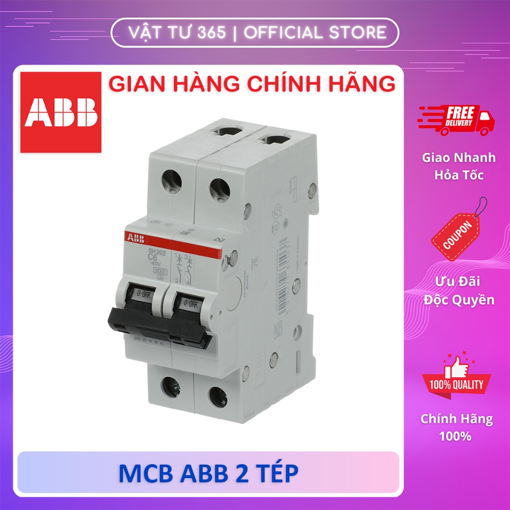 [Hóa Tốc] CB Tép ABB 2P | MCB ABB 2 Tép, Cầu dao tự động DIN ABB Chính Hãng bảo vệ quá tải ngắn ...