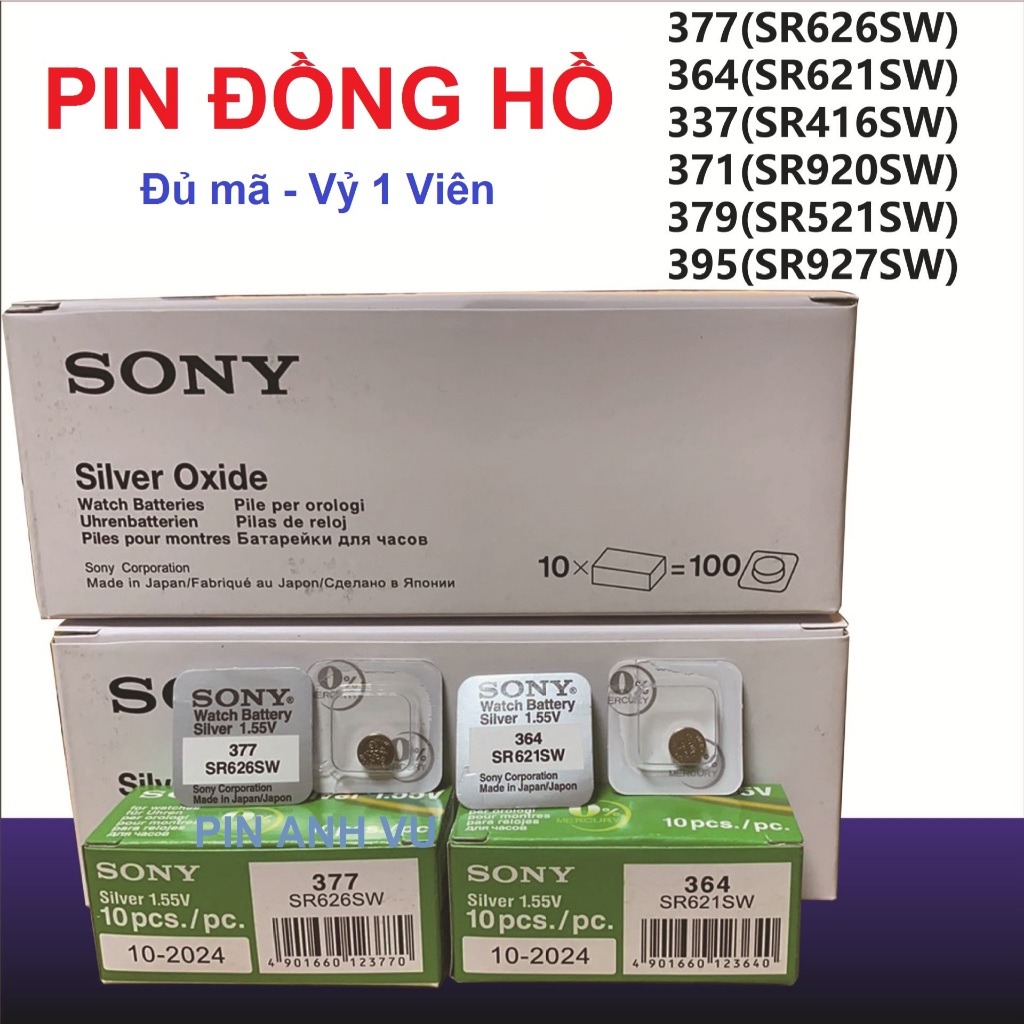 Pin đồng hồ SONY 337 SR416SW 379 SR521SW 364 SR621SW 377 SR626SW 371 ...