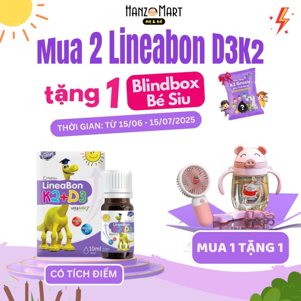 Lineabon K2+D3 bổ sung vitamin d3 cho trẻ sơ sinh, giúp hấp thụ d3k2 ...