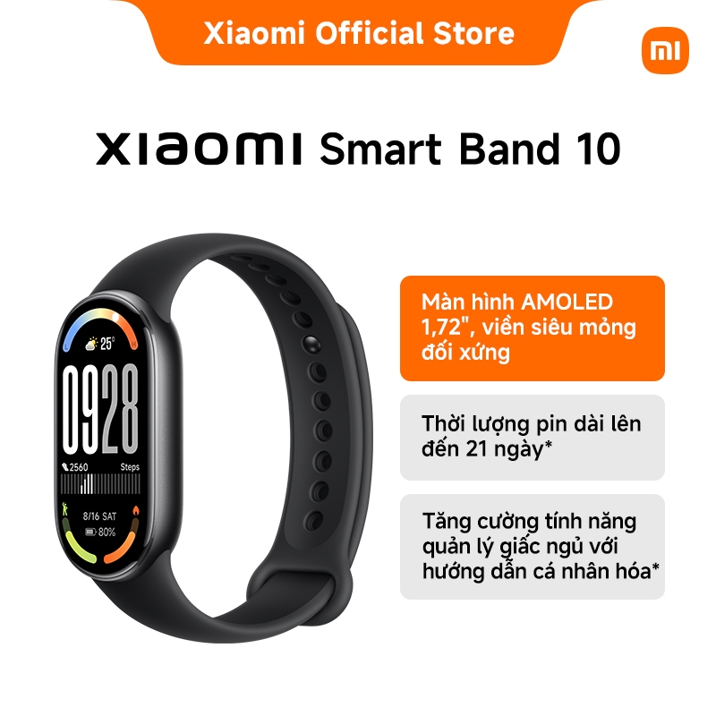Xiaomi Smart band 10｜Màn hình AMOLED 1,72", viền siêu mỏng đối xứng｜Thời lượng pin dài lên đến ...