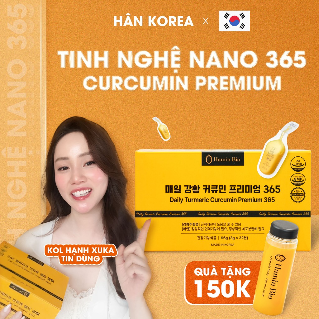Tinh Nghệ Nano 365 Curcumin Premium Hamin Bio Hàn Quốc 32 tép - Đẹp Da, Dạ Dày Khỏe, Tiêu Hóa ...