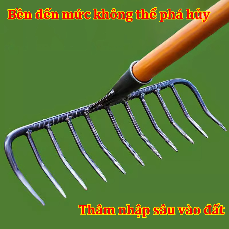 Cào làm vườn bằng thép gân – Cào đất, dọn lá, nhổ cỏ tiện lợi, siêu bền ...