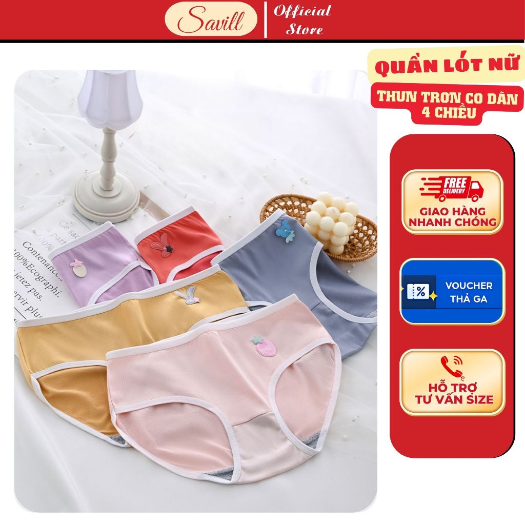 Quần lót nữ cao cấp kháng khuẩn, Quần lót thun trơn co dãn 4 chiều, cạp ...