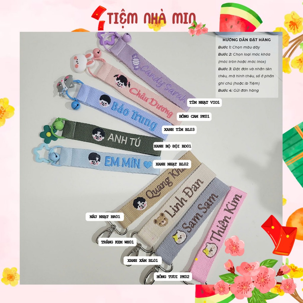 [Tiệm Nhà Min] Name Tag Cotton Nhiều Màu Treo Cặp Balo Vali, Thẻ Chống ...