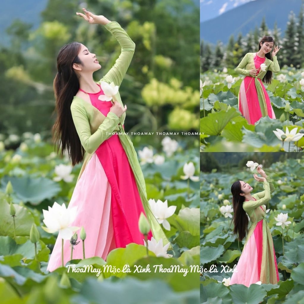 Áo yếm tứ thân chụp hoa mùa sen mẫu 2025 yssd | Shopee Việt Nam