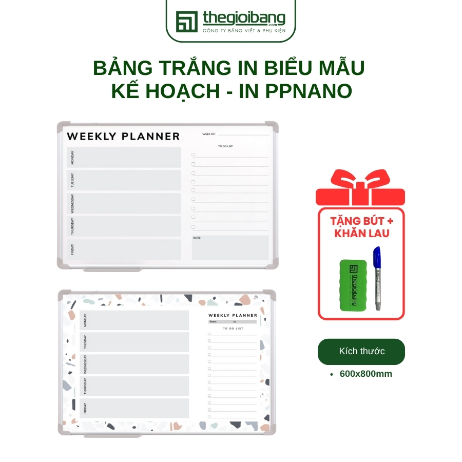Bảng in kế hoạch tuần Tân Hà Thế Giới Bảng - Weekly Planner, KT 60x80cm ...