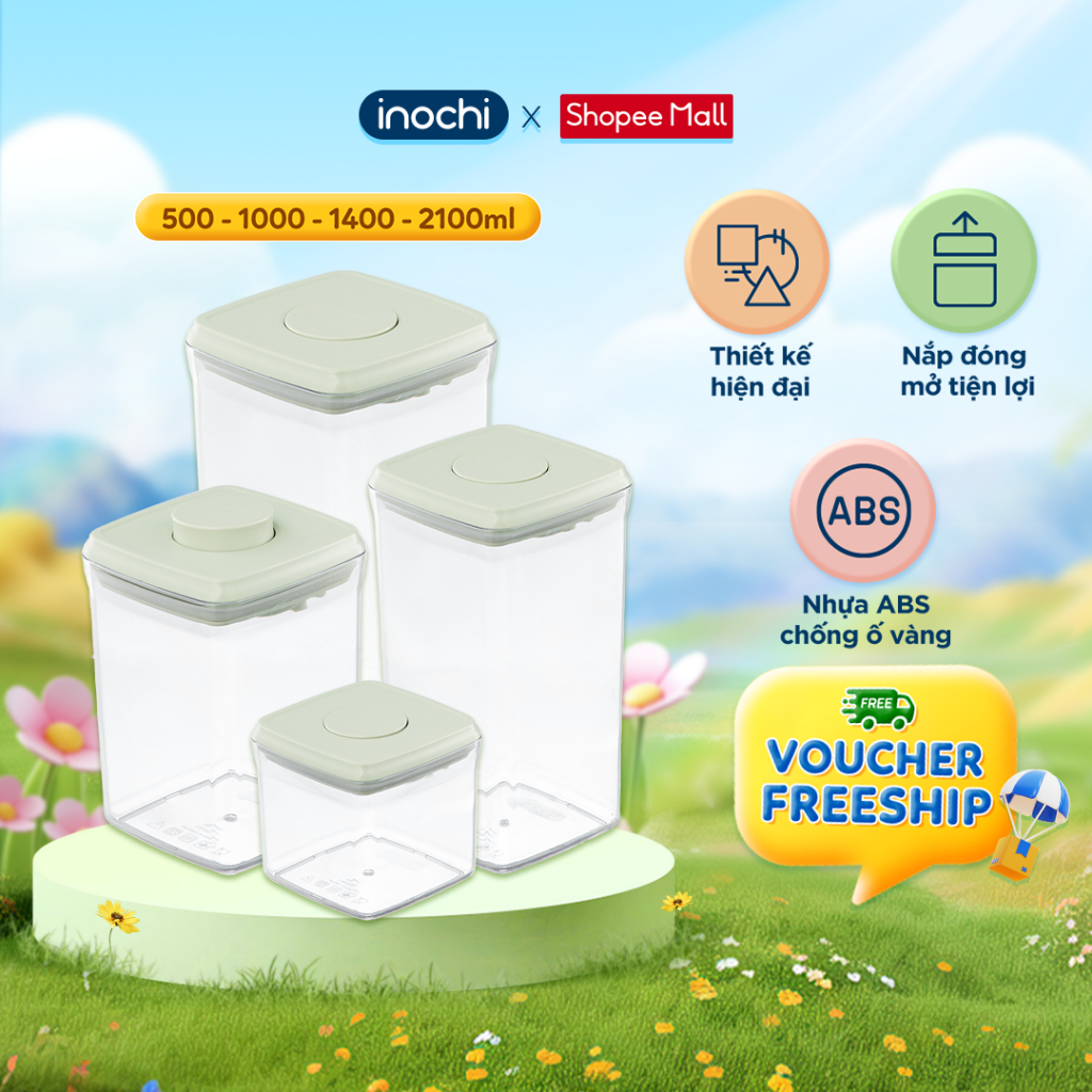 COMBO 4 Hộp đựng thực phẩm khô Hokkaido Inochi (2100ml, 1400ml, 1000ml ...