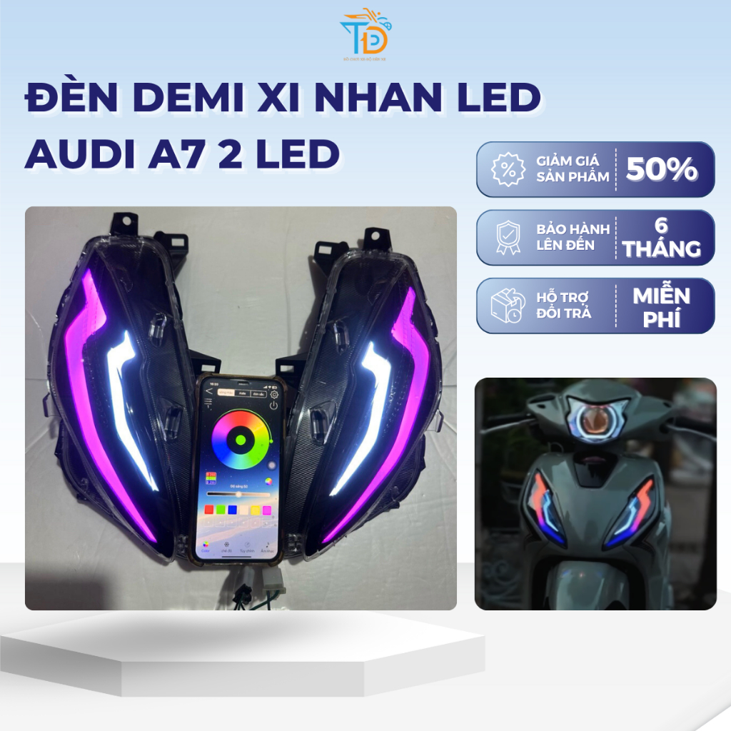 Đèn demi xi nhan led Audi A7 2 led đổi màu qua app điện thoại lắp cho ...