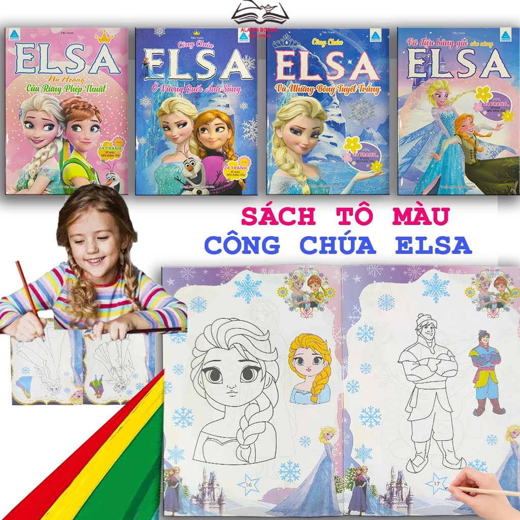 Sách- Bộ 4 Cuốn Sách Tô Màu Công Chúa Elsa Cho Bé – Kèm Quà Tặng Bảng ...