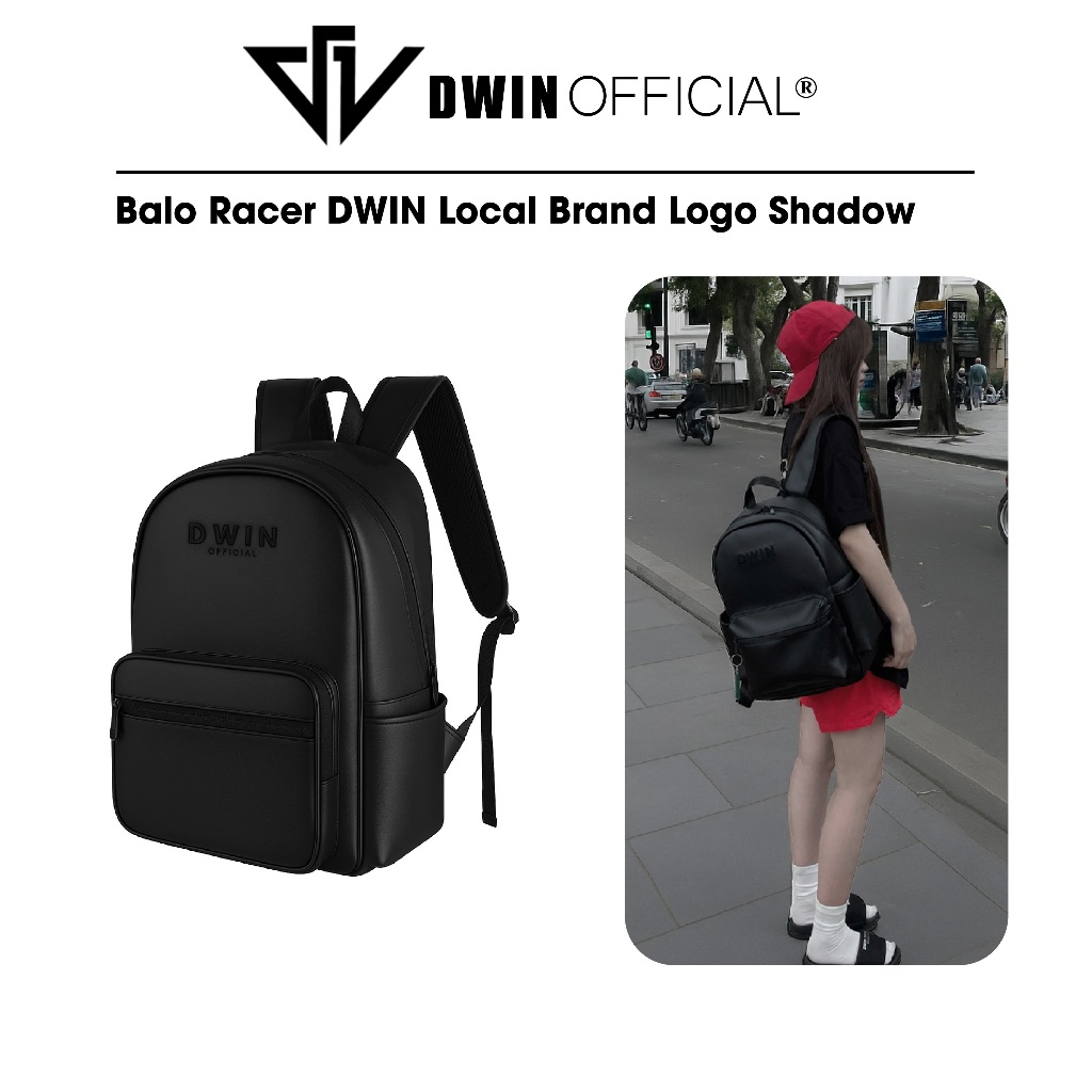 Balo da nam nữ thêu logo Dwin cặp đi học thời trang hàn quốc basic ...