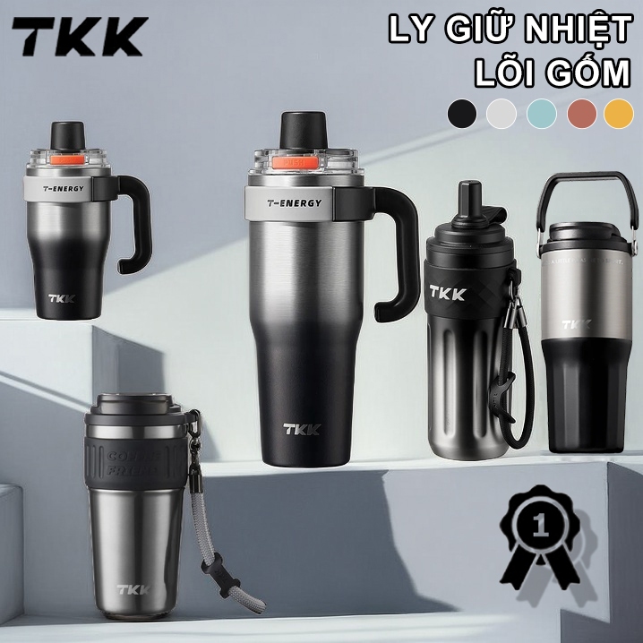 TKK Bình Giữ Nhiệt Lõi Gốm Có Ống Hút Ly Giữ Nhiệt Cao Cấp Chính Hãng Inox 316 Cốc Cafe 1 lít ...