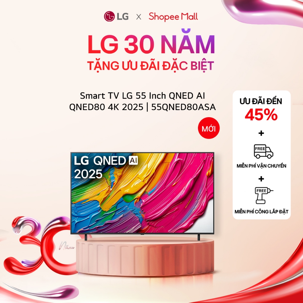 55QNED80ASA - Smart TV LG 55 Inch QNED AI QNED80 4K 2025 | Shopee Việt Nam