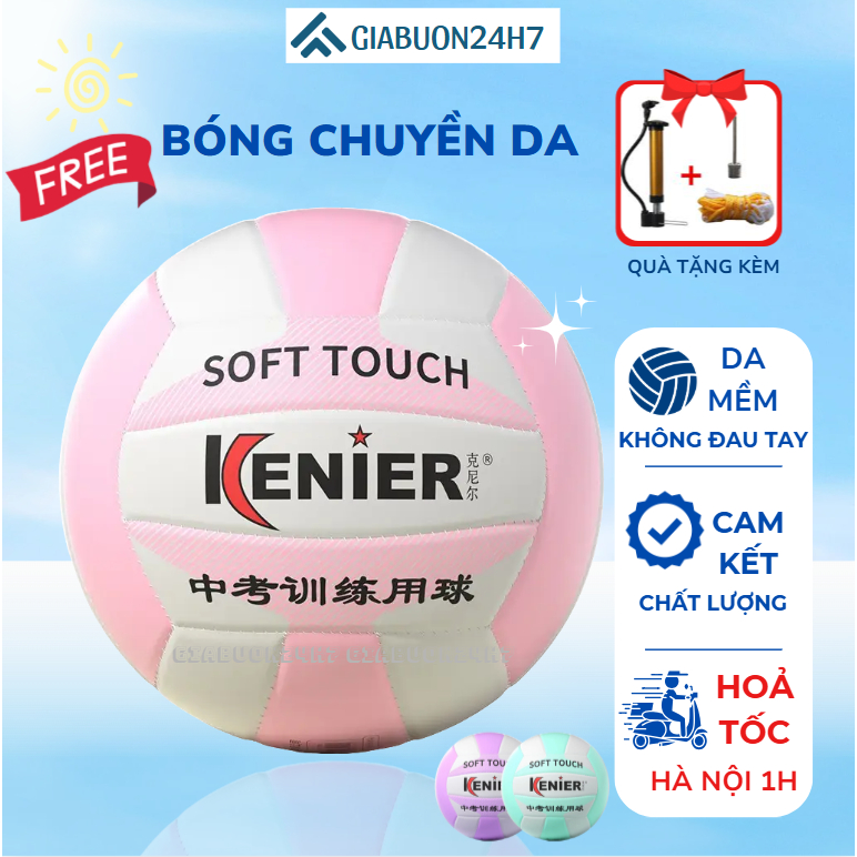 Bóng chuyền da Kenier chất lượng cao, Tặng kèm bộ bơm, kim, túi lưới ...