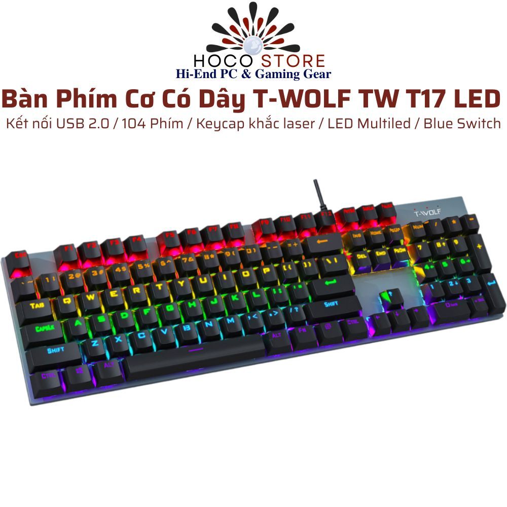Bàn Phím Cơ Có Dây T-WOLF TW T17 LED Multiled 104 Phím | Shopee Việt Nam