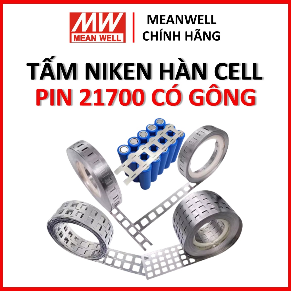 Tấm niken hàn cell pin 21700 có gông pin, kẽm hàn pin mạ niken 0.2mm ...