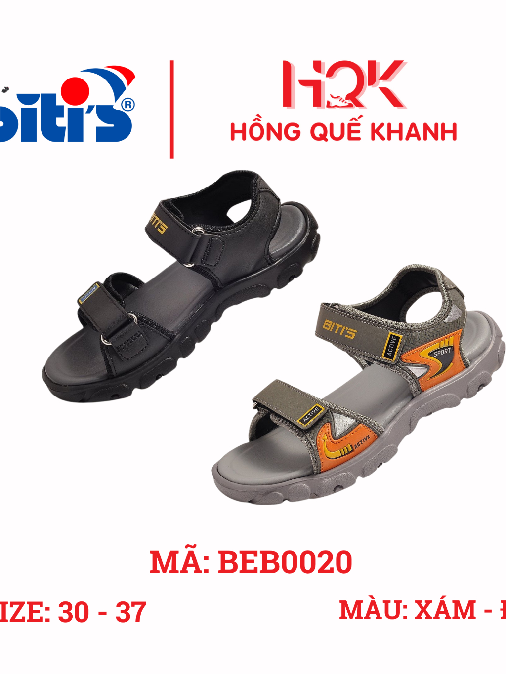 [BITI'S] DÉP QUAI HẬU/SANDAL BÉ TRAI CAO CẤP - BEB0020 - QUAI DA, ĐẾ ...