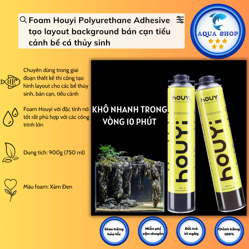 Foam xịt Houyi Polyurethane Adhesive tạo layout background bán cạn tiểu ...