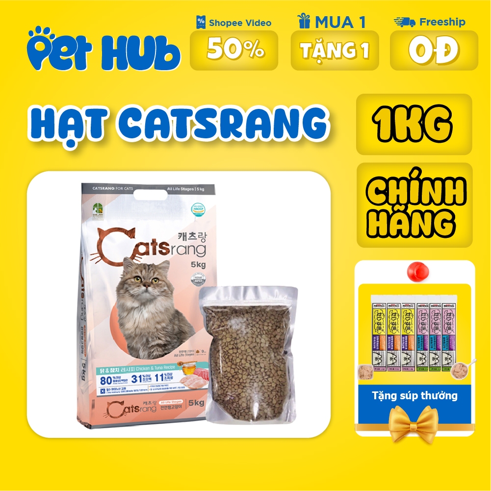 [1KG CHÍNH HÃNG] Hạt Catsrang Bao 5KG Thức Ăn Khô Cám Mèo Cat’s Rang ...