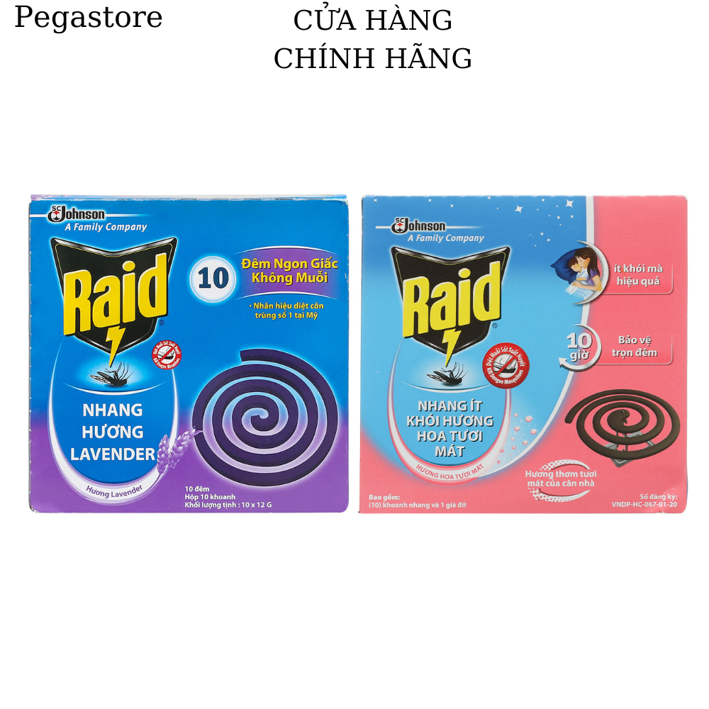 RAID Nhang Diệt Muỗi Hương Lavender | Hương Hoa Ít Khói [Hộp 10 Khoanh ...
