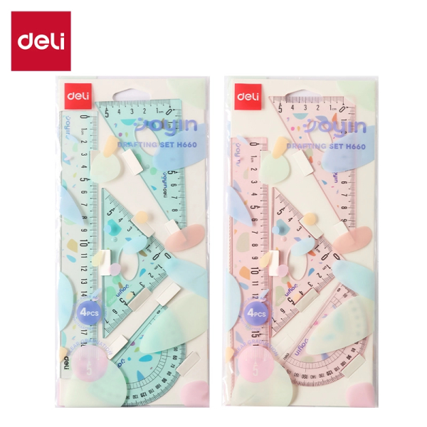 Bộ thước kẻ 4 món Deli H660 | Shopee Việt Nam