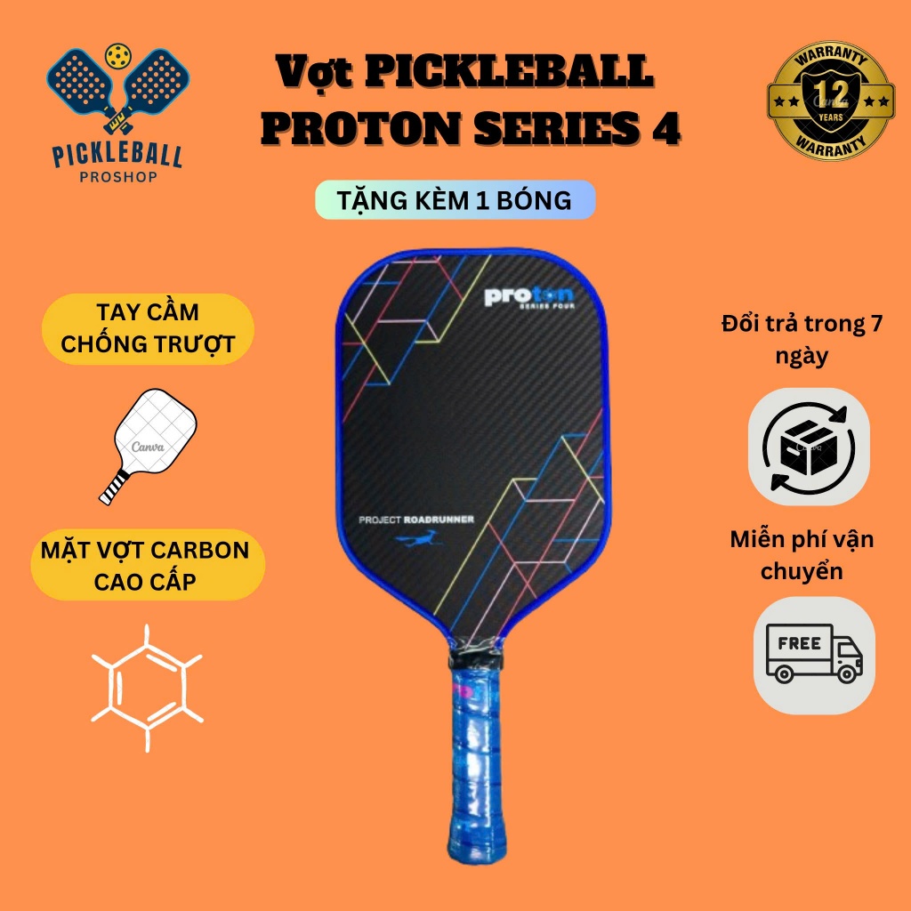 Vợt Pickleball Proton Series 4 Nội Địa Trung – Mặt Carbon 3K, Độ Dày ...