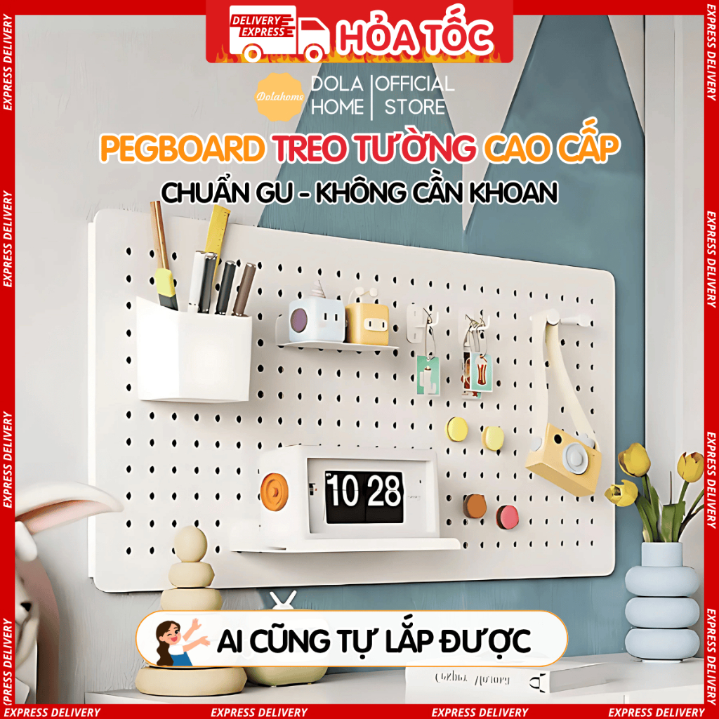 [Hỏa tốc HCM] Bảng lỗ Pegboard treo tường Dola Home kim loại cao cấp ...