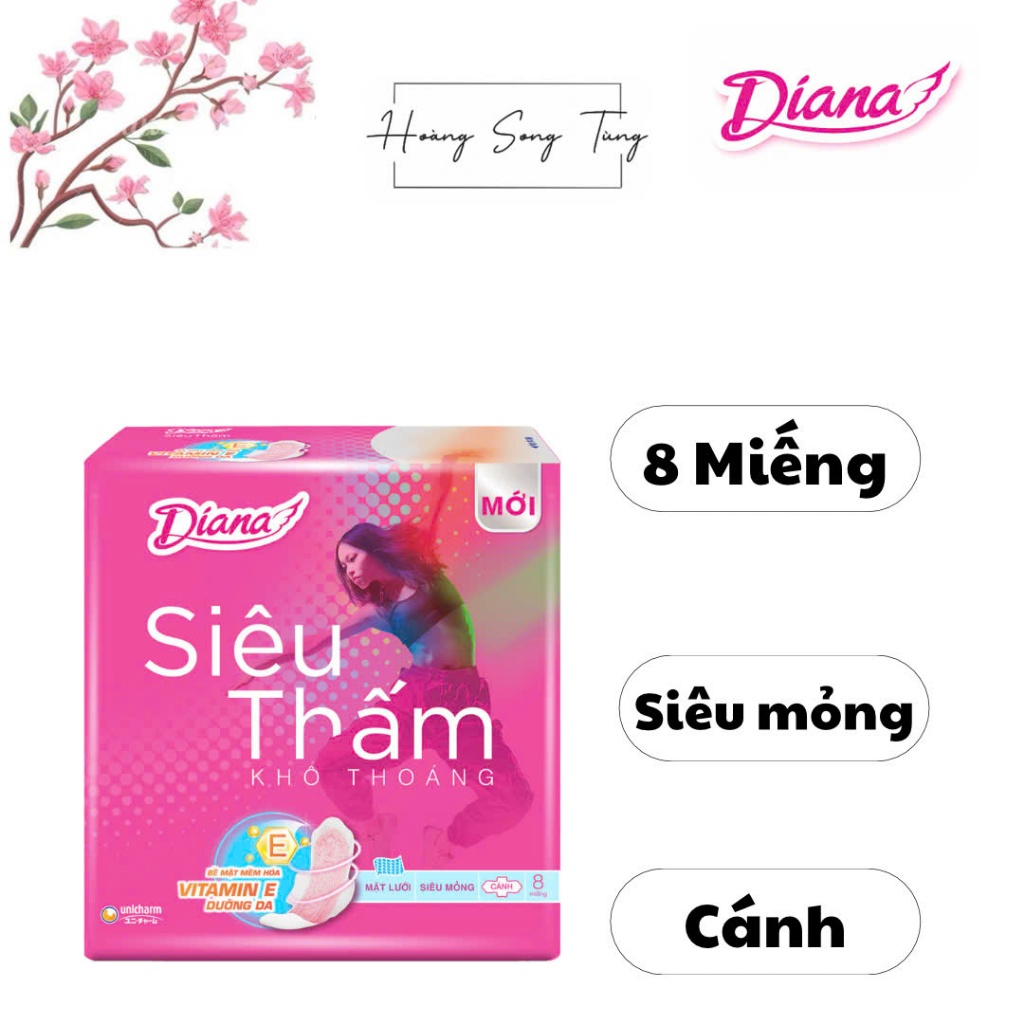 [Combo 3 gói] Bvs Diana siêu thấm siêu mỏng KHÔNG CÁNH/ CÓ CÁNH gói 8 ...