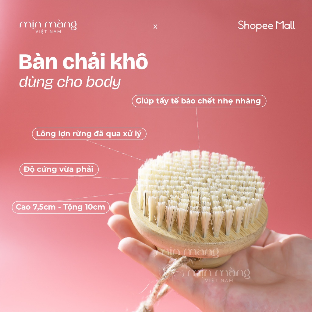 Bàn Chải Khô Body Và Mặt Giúp Tẩy Da Chết, Chà Tắm Khô, Massage Từ Lông ...