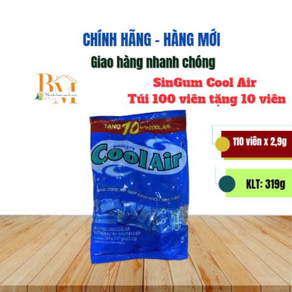 COOLAIR - Túi 100 Viiên Tặng Thêm 10 Viên Singum Cool Air Hương Bạc Hà ...