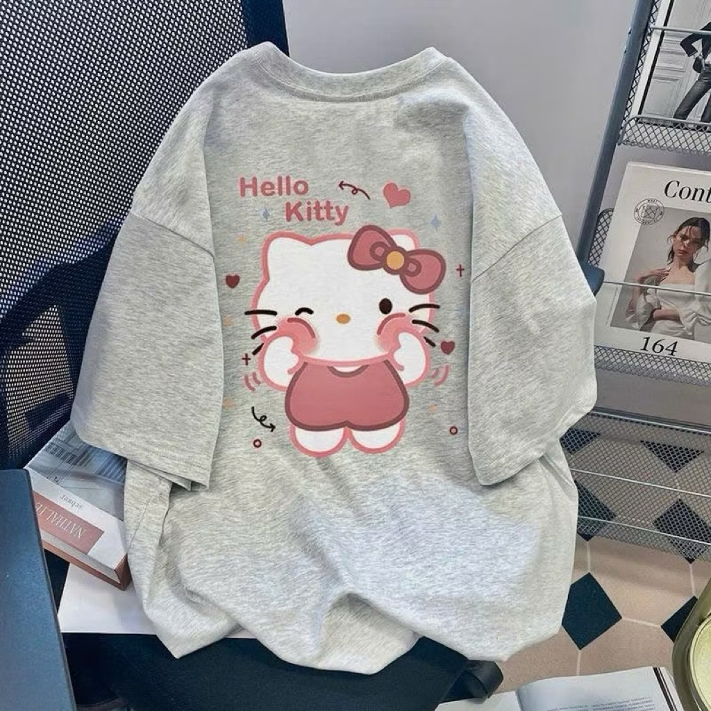 Áo Thun Phông Nam Nữ Tay Lỡ Form To Hoạt hình hello kitty cute | Shopee ...