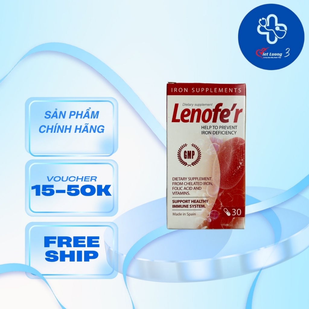 Viên sắt LENOFER ( hộp 30 viên) - Viên uống bổ sung sắt hữu cơ từ Tây ...