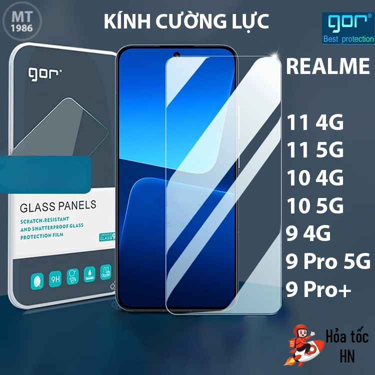 Kính cường lực Gor Realme 11 4G/ 11 5G/ 10 4G/ Realme 9 Pro + 5G/ 9 Pro 5G/ 9 4G/ 9I/ Trong Suốt ...