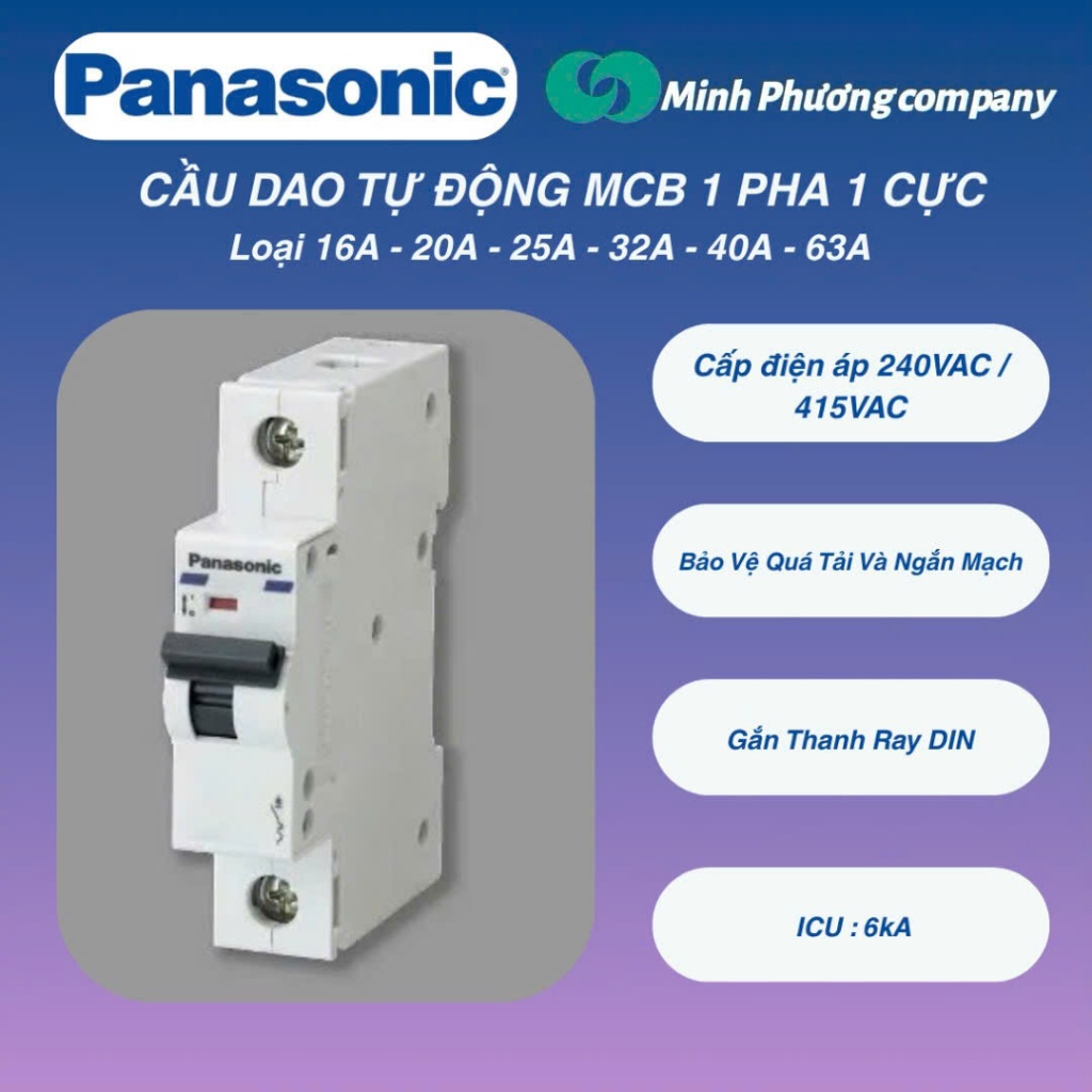 [Panasonic ] CB MCB 1 pha 1 cực ,CB tép tự động Panasonic 16A 20A 25A ...