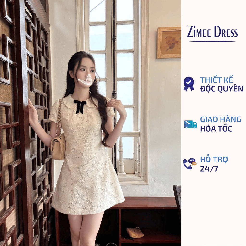 Váy Liền Ren Hoa Ngắn Tay Đính Nơ Tracy Dress | Shopee Việt Nam