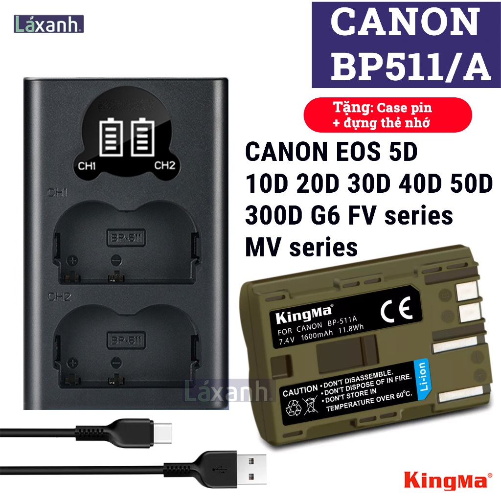 Canon BP511A BP511 | Pin và Sạc máy ảnh Canon EOS 10D 20D 30D 40D 50D 5D G6 MV MV600 MV500 FV ...