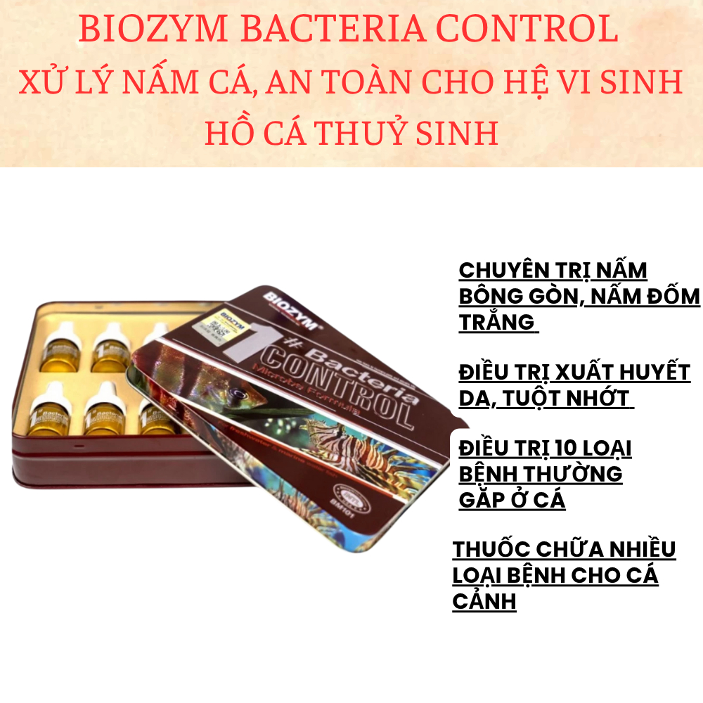 Biozym Bacteria Control - trị nấm cá, an toàn cho hệ vi sinh hồ cá thuỷ ...