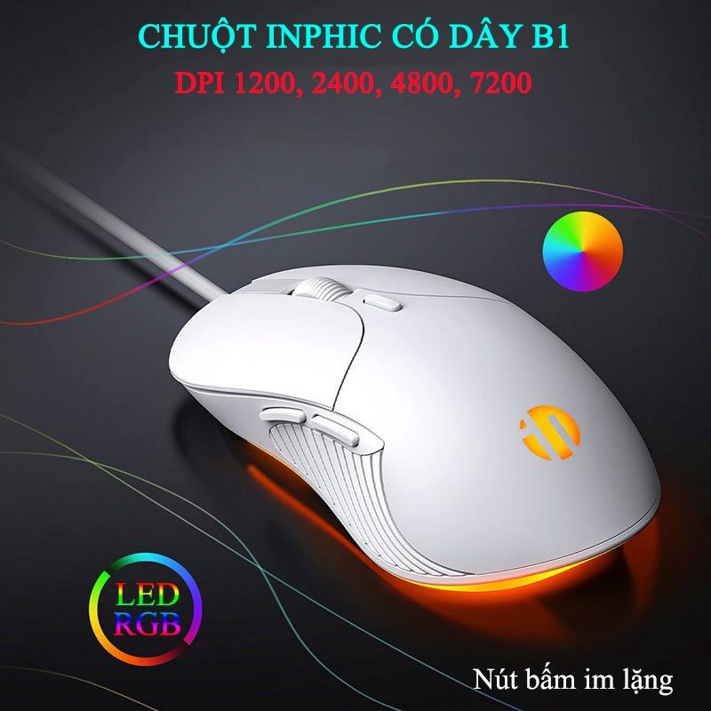 Chuột Có Dây Inphic Gaming Có Dây LED RGB DPI Up 7200 Siêu Nhạy ...