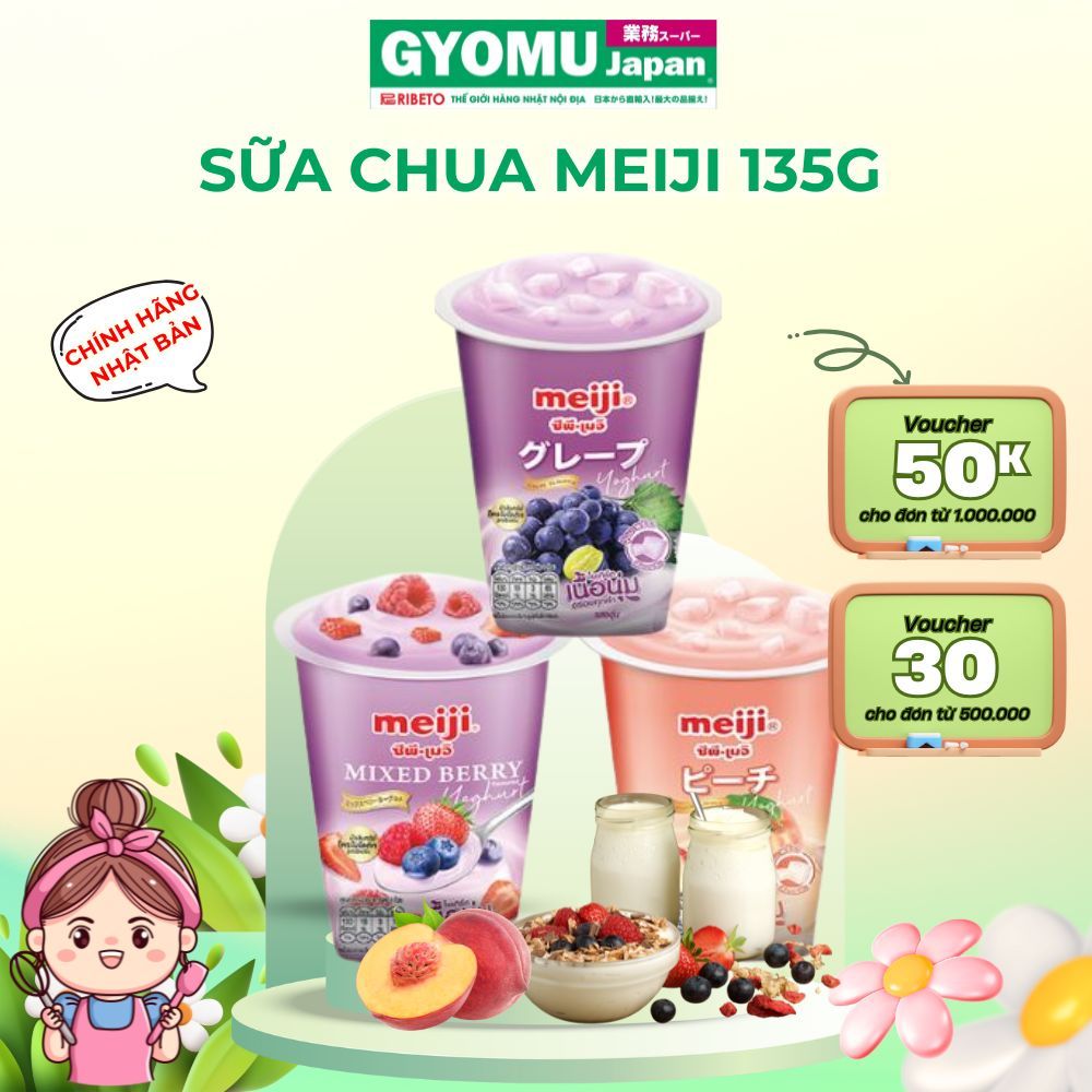 (HÀNG MÁT) Sữa chua Meji Nhật Bản 135g thơm ngon (vị quả mọng- vị nho ...