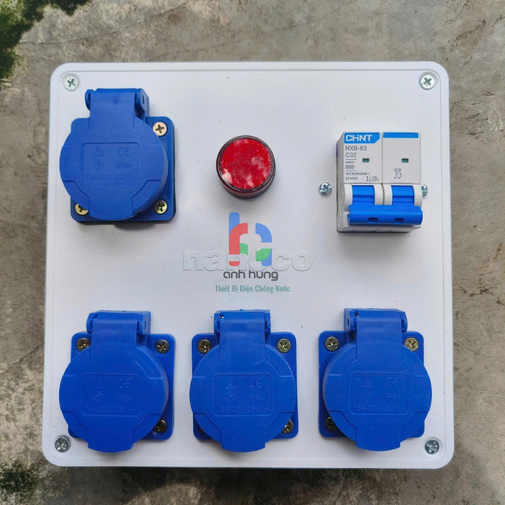 Bộ Chia Nguồn - Hộp Nguồn Công Nghiệp 4 Ổ Cắm - Chống Cháy - Chịu Tải - 10A 16A 250V - Ổ Cắm ...