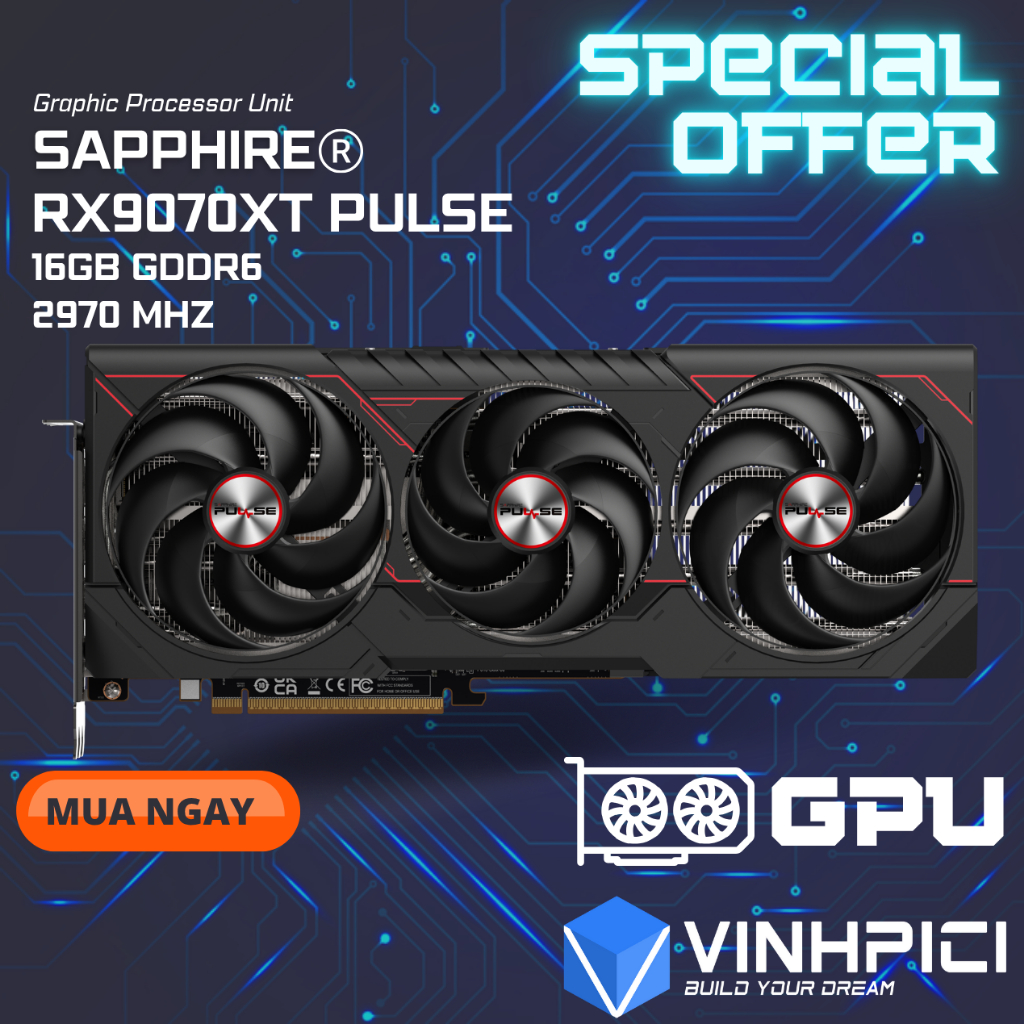 Card màn hình SAPPHIRE AMD Radeon RX 9070XT PULSE [USED] | Shopee Việt Nam