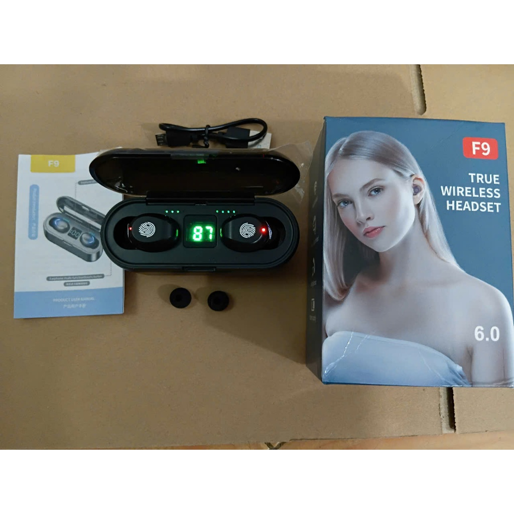 Tai nghe Bluetooth AMOI F9 vân tay TWS 6.0 Mẫu mới 2025 chống ồn tích hợp sạc dự phòng 2500mAh ...