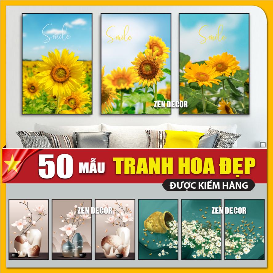 Tranh hoa trang trí phòng khách, phòng ngủ, cầu thang, decor homestay ...