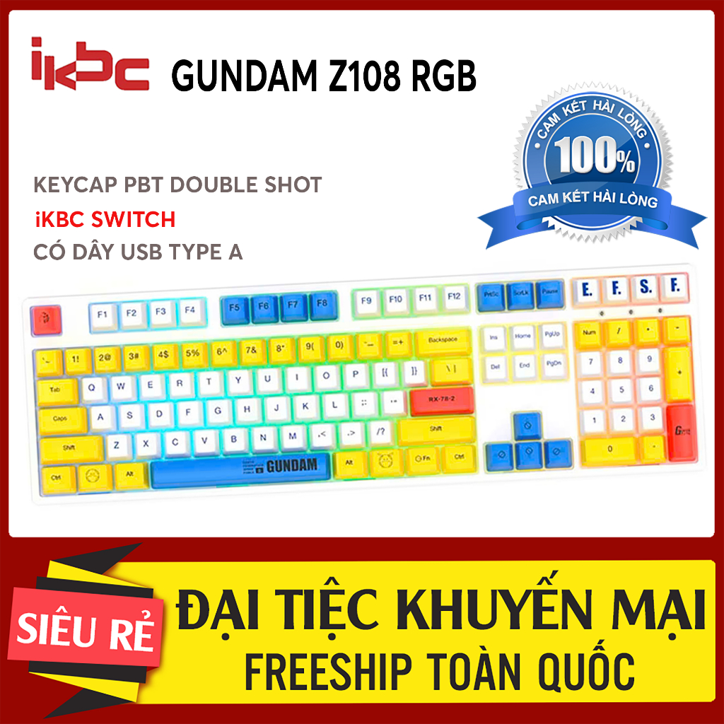 Bàn Phím Cơ có dây – Led RGB iKBC GunDam Z108 / Full, 108 phím | Shopee Việt Nam