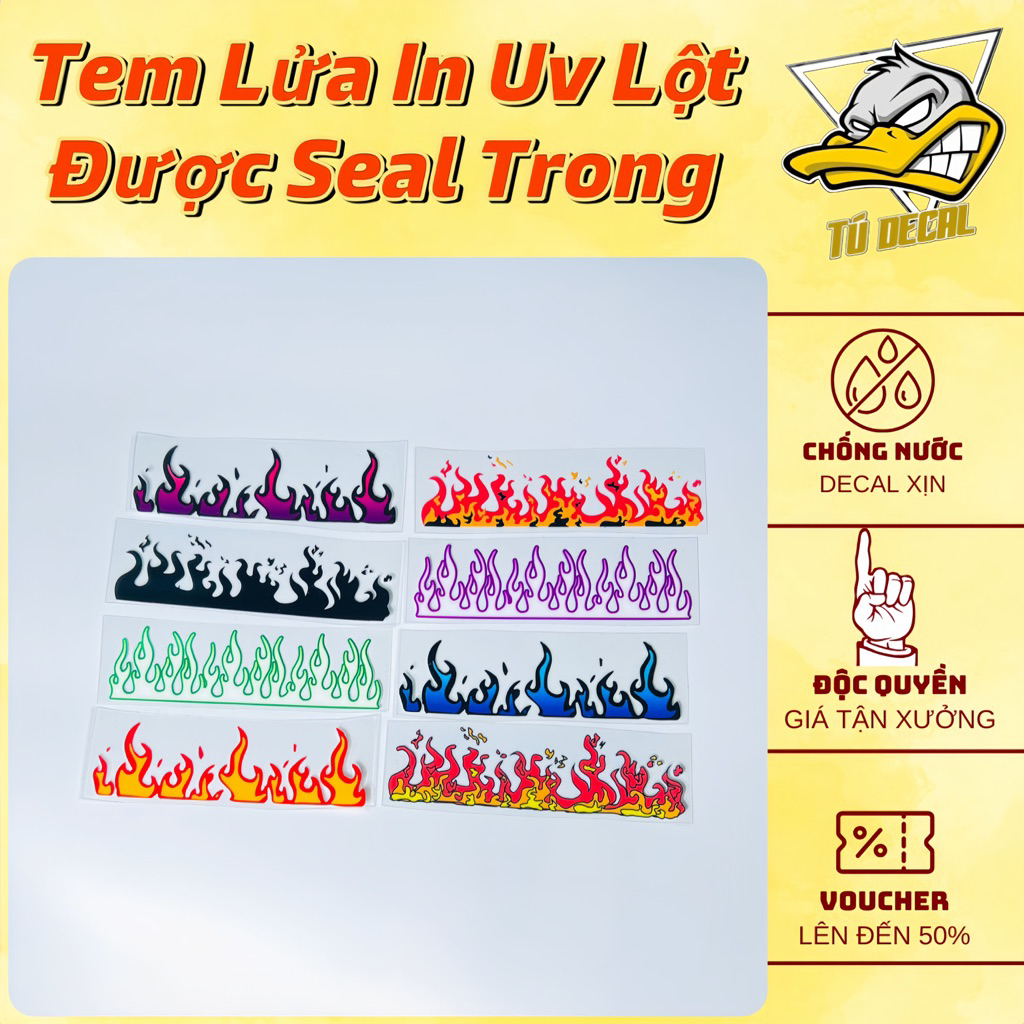 Tem Logo Sticker Lửa Với Nhiều Mẫu Khác Nhau, Chất Liệu Decal In Uv Lột ...