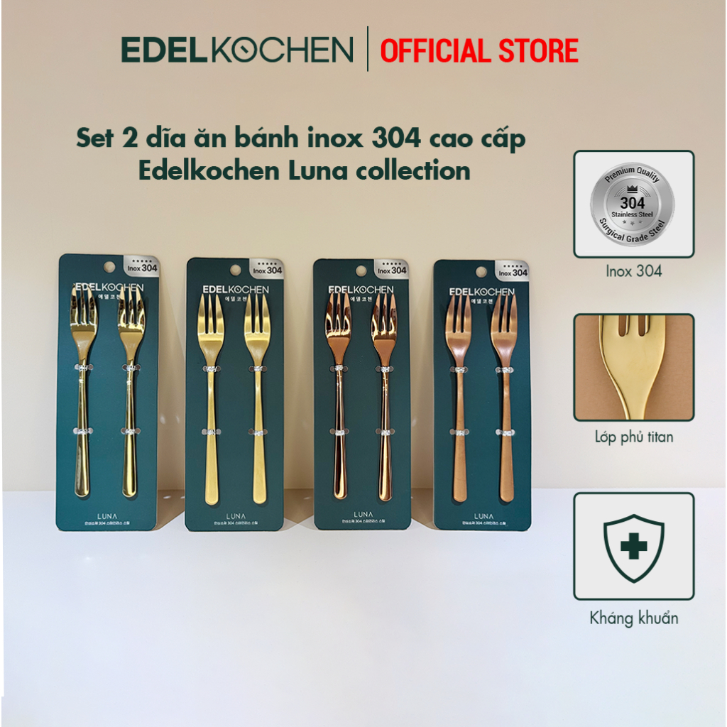 Set 2 dĩa ăn bánh inox 304 cao cấp Edelkochen Luna Collection | Shopee ...