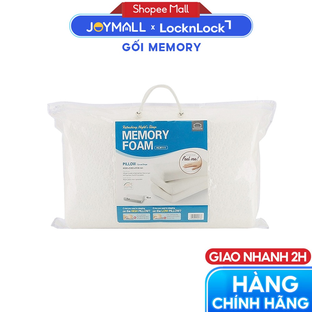 Gối Memory Foam 50D Lock&Lock HLW111, HLW112, Hàng chính hãng, vỏ bọc ...