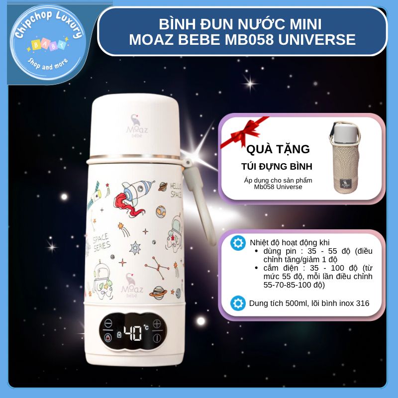 Bình đun nước mini moaz bébé mb058 universe tặng túi bảo hành chính hãng 12 tháng chipchop ...