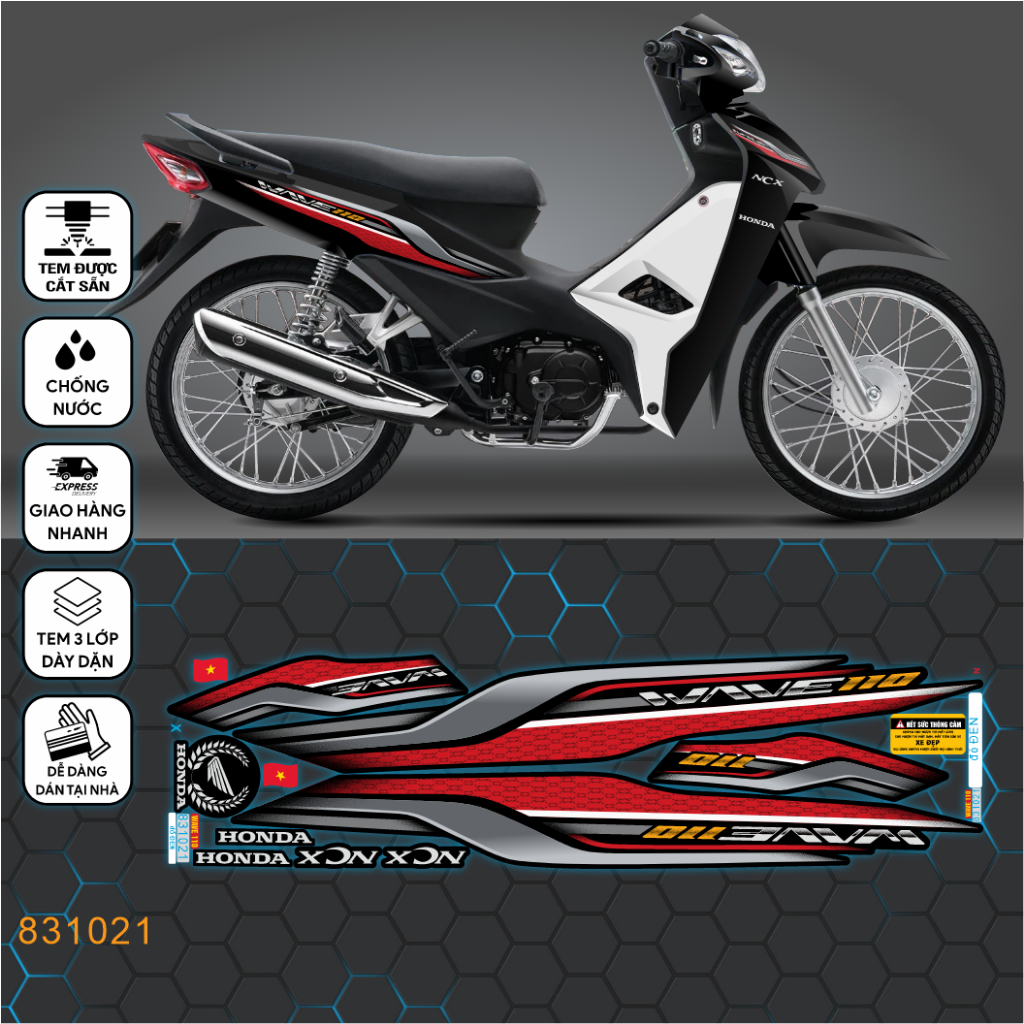 Tem Wave alpha 110 - mẫu NCX zin thái lan - 831021 - tem rời wave 3 lớp ...