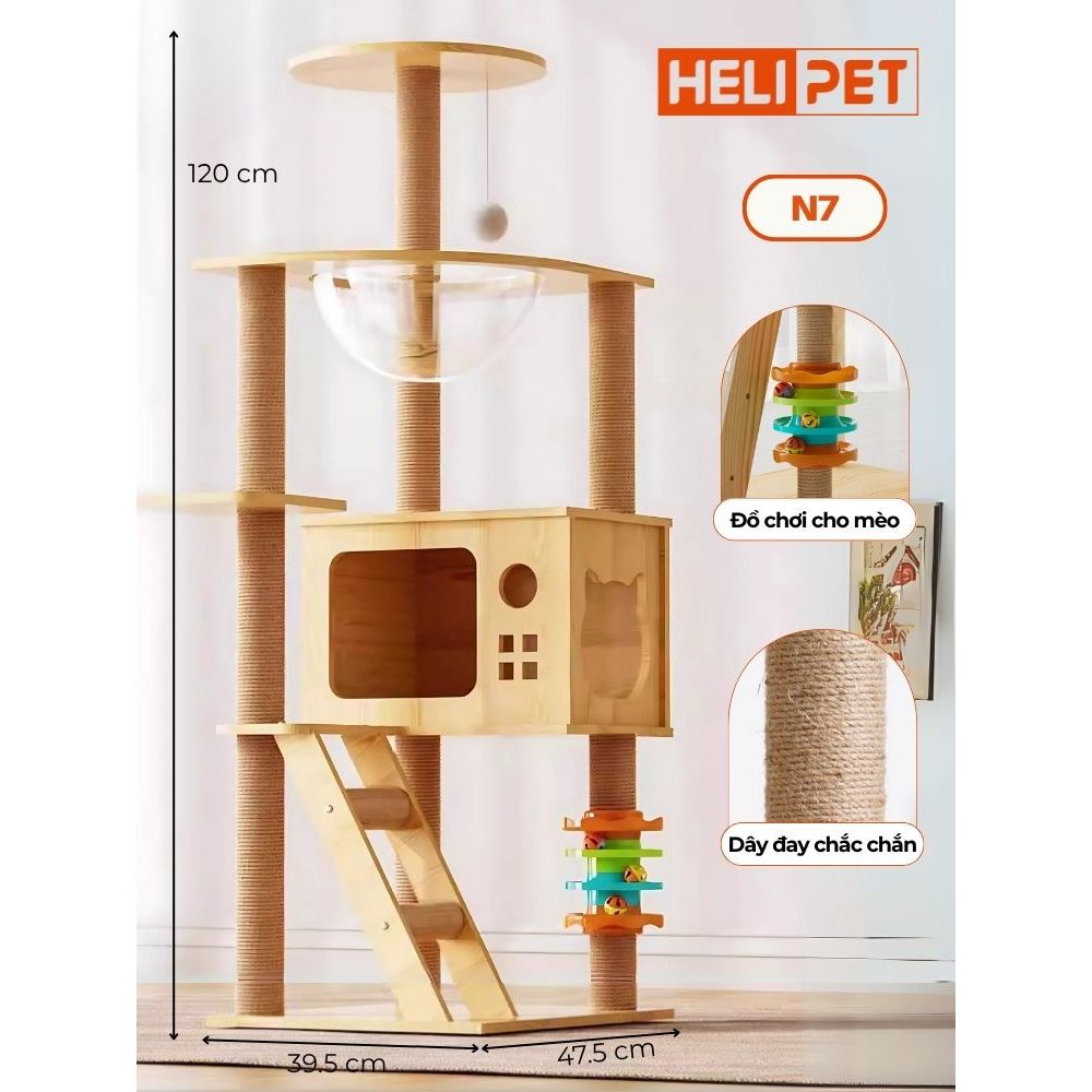 Cattree Cho Mèo, Nhà Cây Cho Mèo Nhiều Tầng Kèm Cột Cào Móng Và Đồ Chơi ...